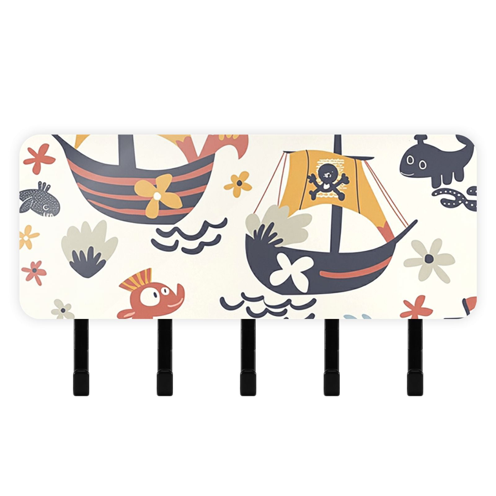 Pirate Ship Flowers Leaves Mail Holder Organizer Wall Mount with Shelf ...