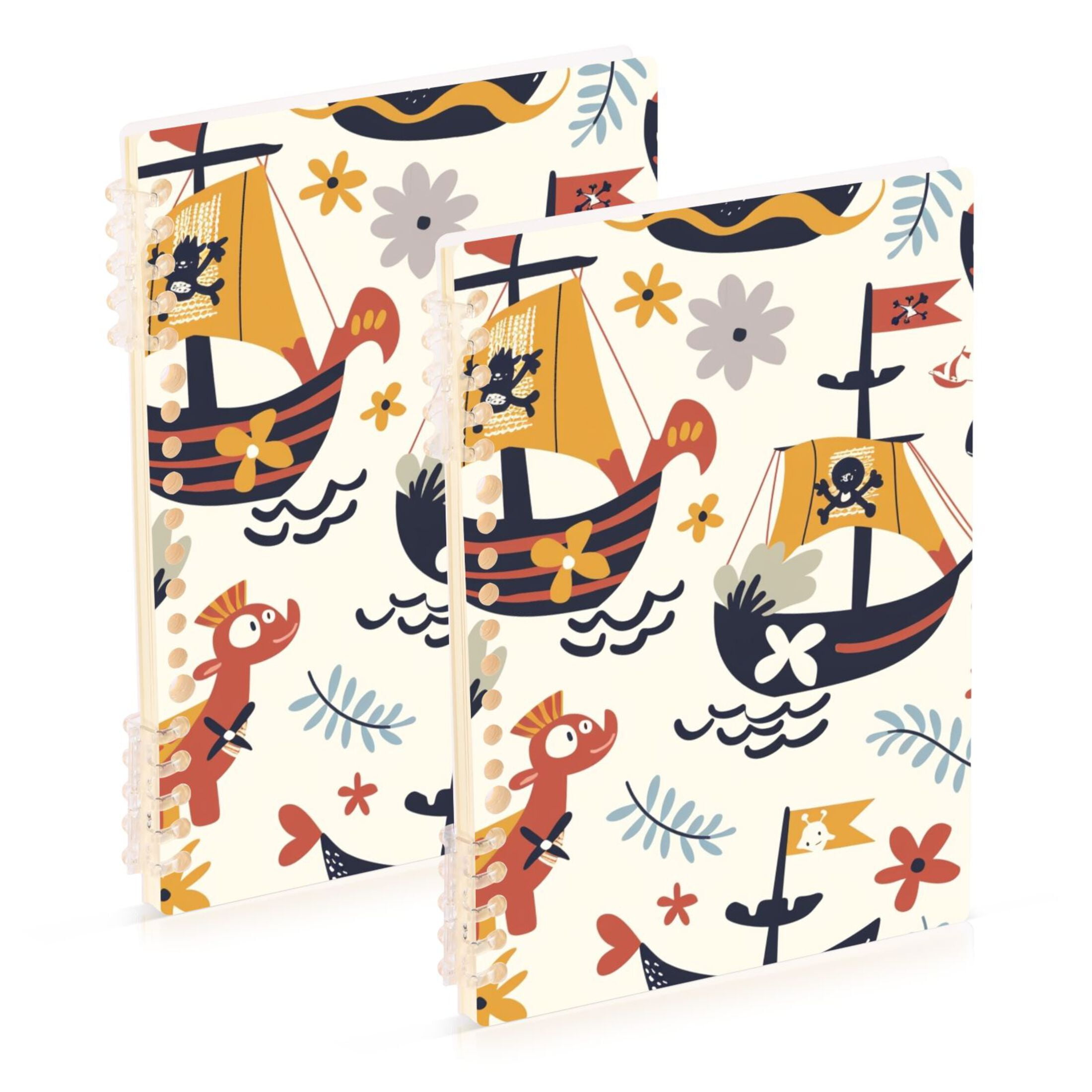 Pirate Ship Flowers Leaves Ring Binder Notebook Journey Note Diary ...