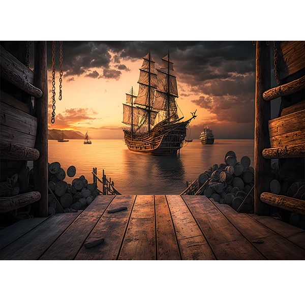 Pirate Ship Party Photography Backdrop l Map Island Treasure Hunt Baby ...