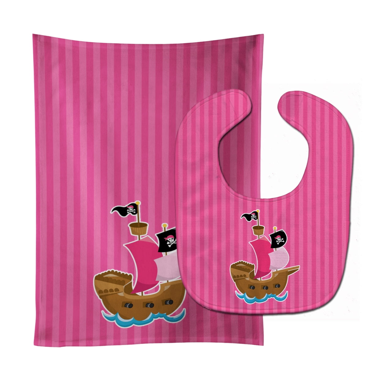 Pirate Ship Pink Baby Bib and Burp Cloth - Walmart.com