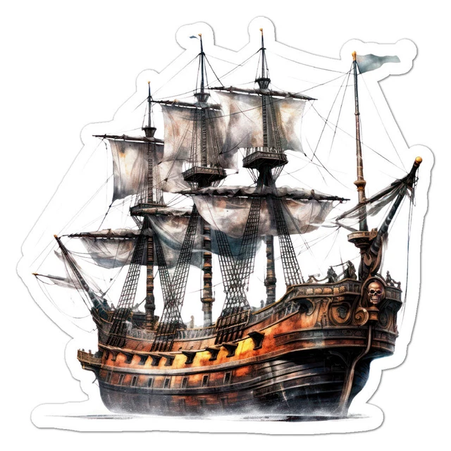 Pirate Ship Sail Sticker Indoor Outdoor Phone Decal Water Bottle ...