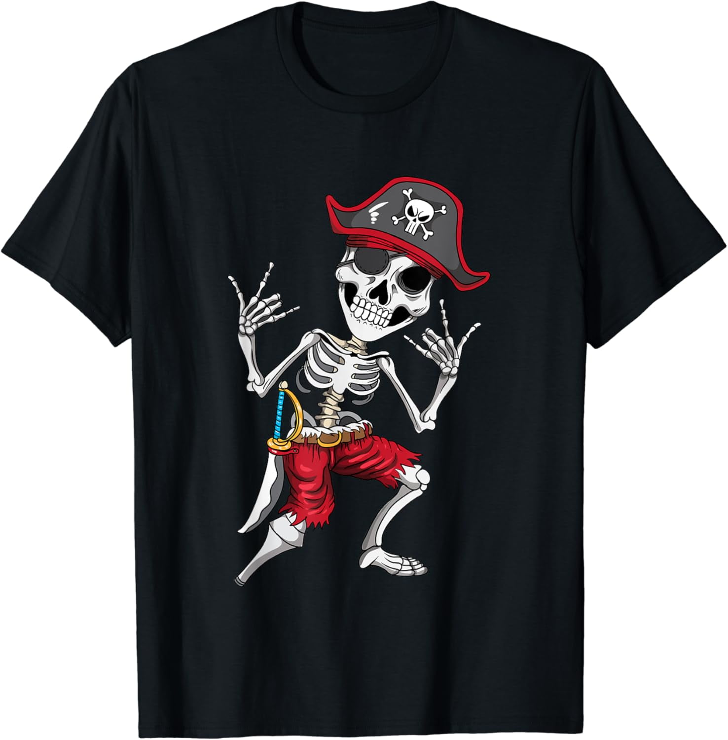 Pirate Ship Sea Rock Rocker Heavy Metal Skeleton Saber T-Shirt ...