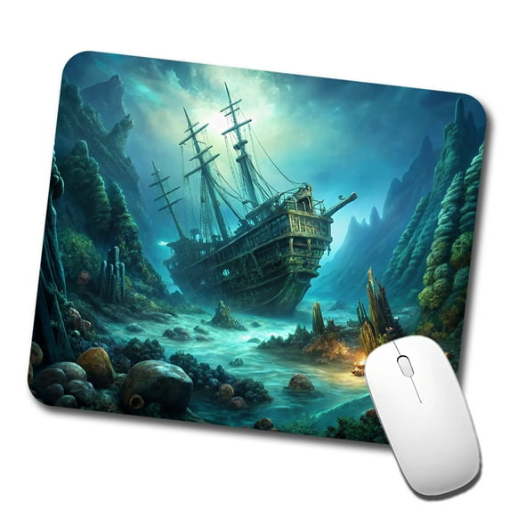 Pirate Ship Shipwreck Under The Ocean Mouse Pad Low Profile Gaming Mat ...