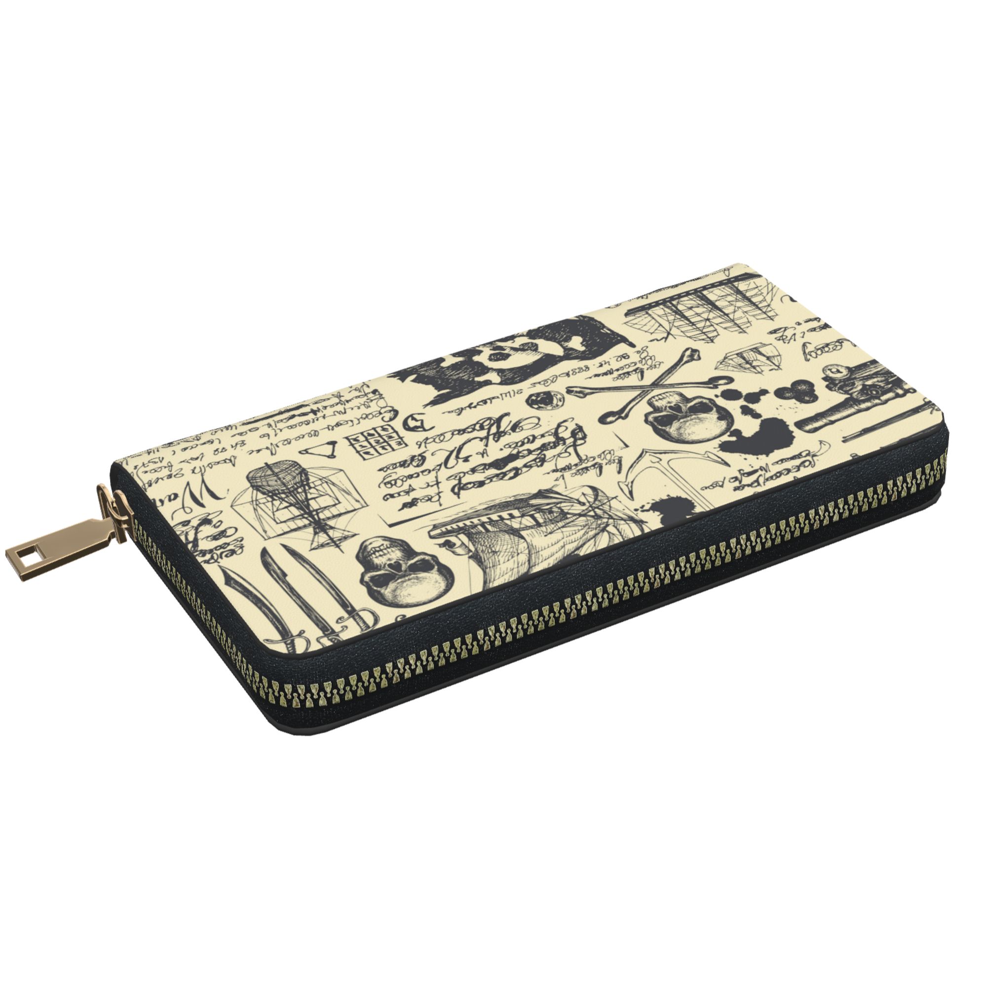 Pirate Ship Skull Treasure Map For Women Leather Zip Phone Clutch Pu ...