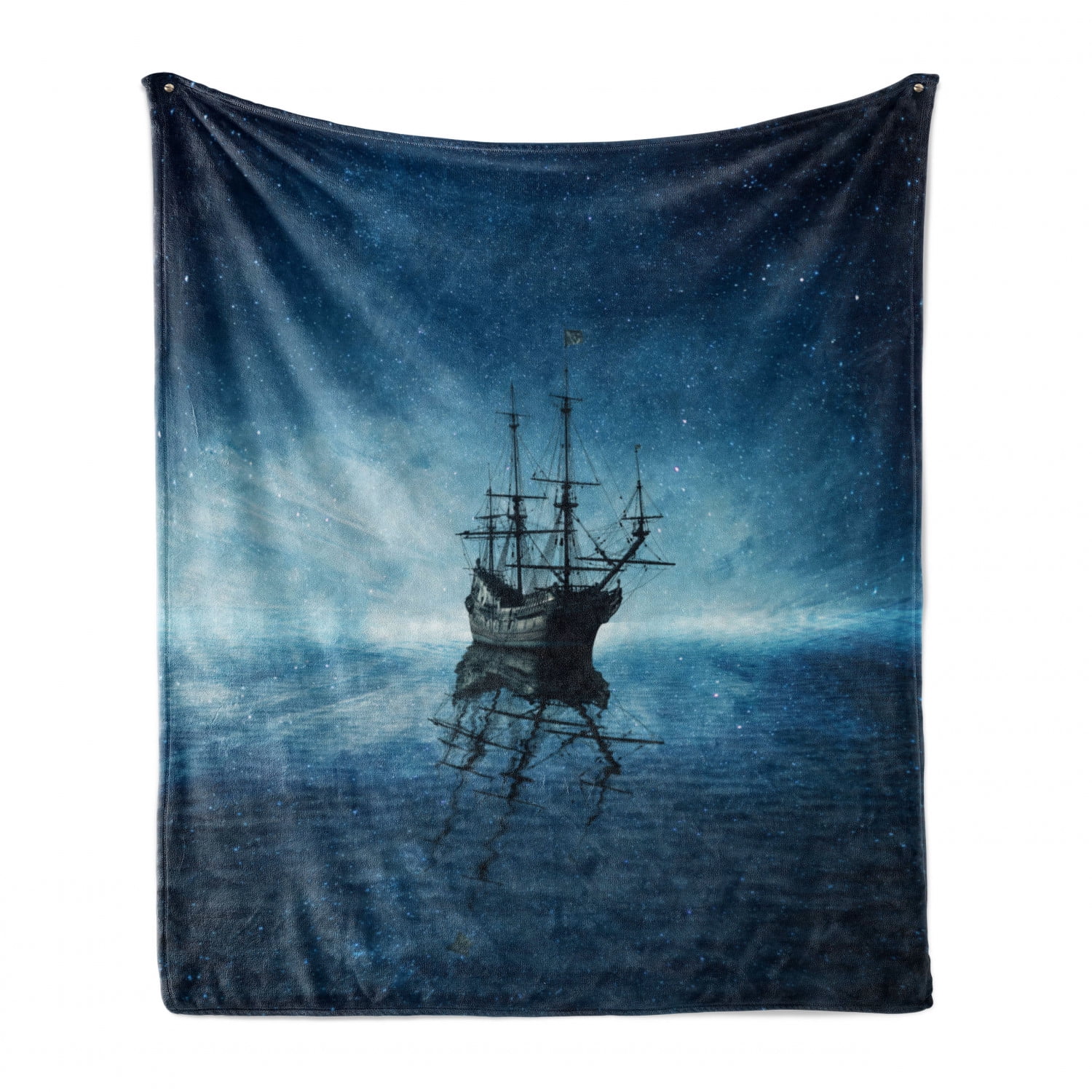 Pirate Ship Soft Flannel Fleece Throw Blanket, Vessel on Dark Night Sea ...