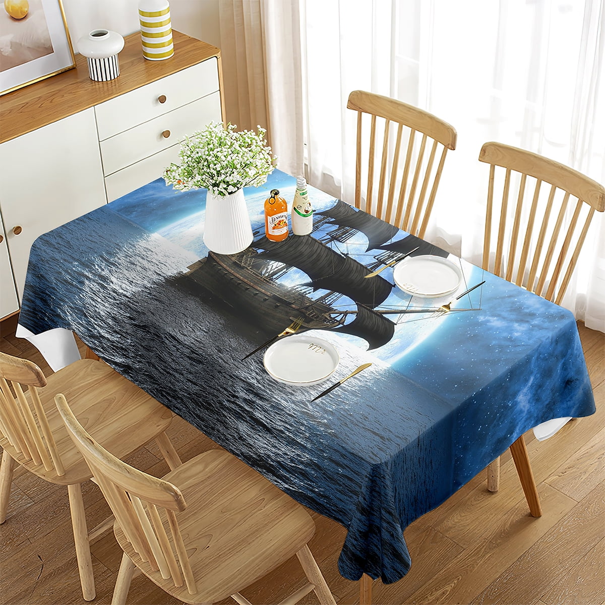 Pirate Ship Tablecloth Rectangular Pirate Ship Ocean Theme r for ...