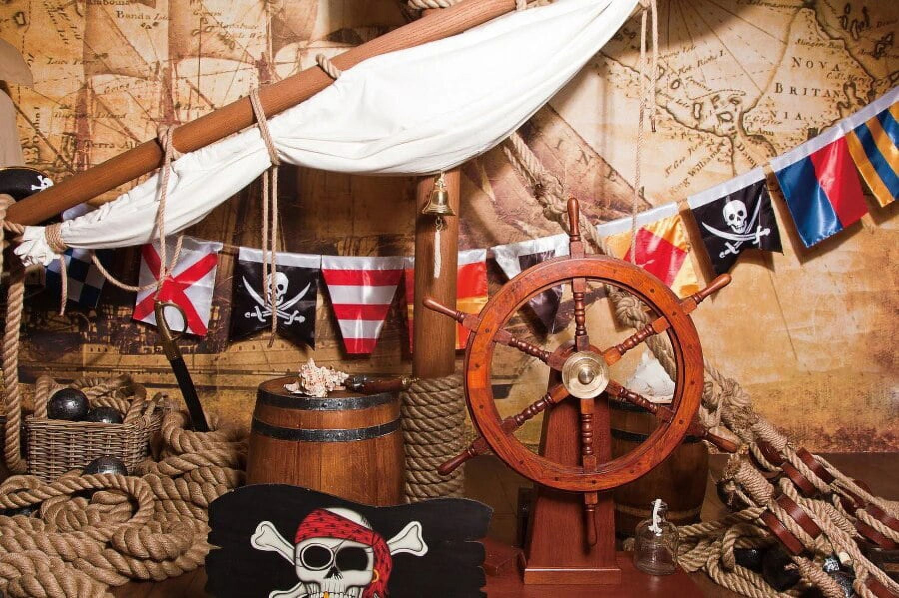 Pirate Ship Theme Party Backdrop Marine Sailor Nautical Explore Kids ...