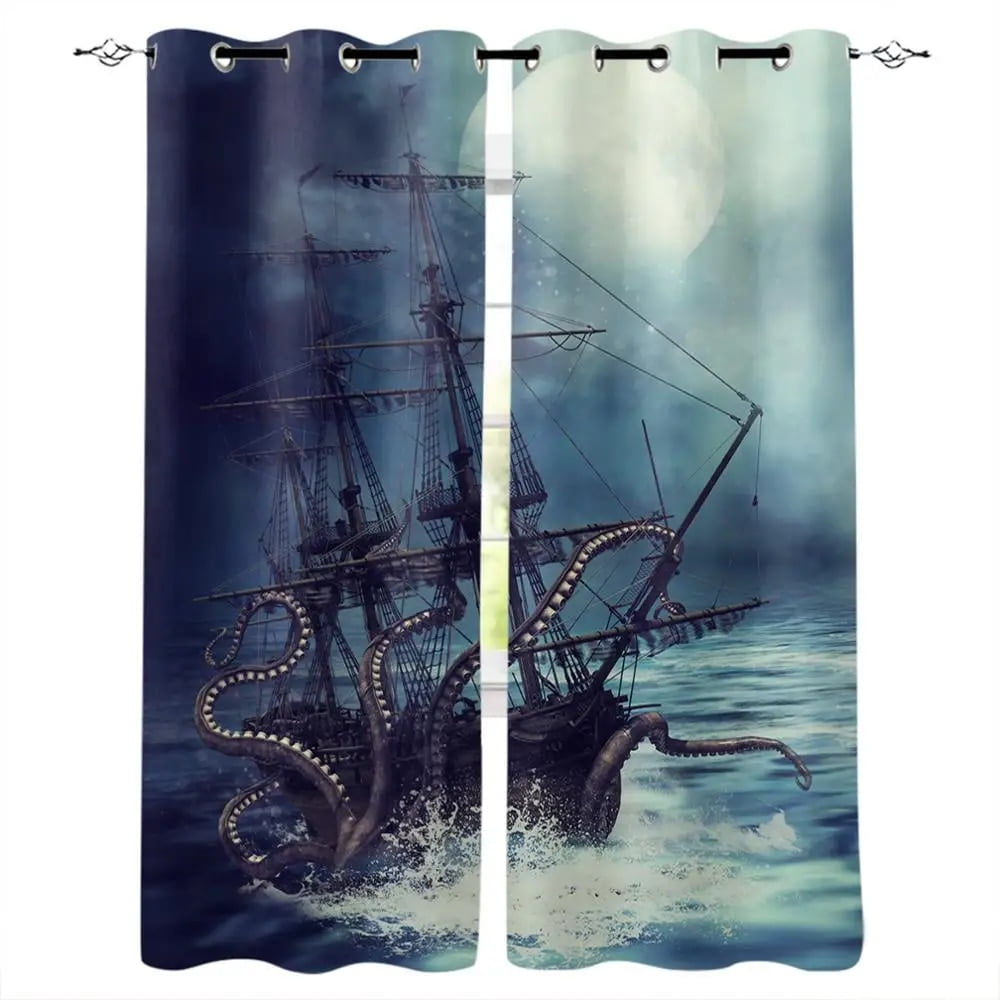 Pirate Ship Window Curtains for Living Room Decorative Items Living ...