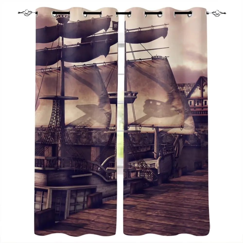 Pirate Ship Window Curtains for Living Room Decorative Items Living ...