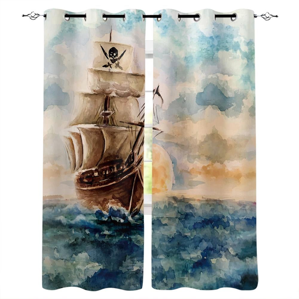 Pirate Ship Window Curtains for Living Room rative Items Living Room ...