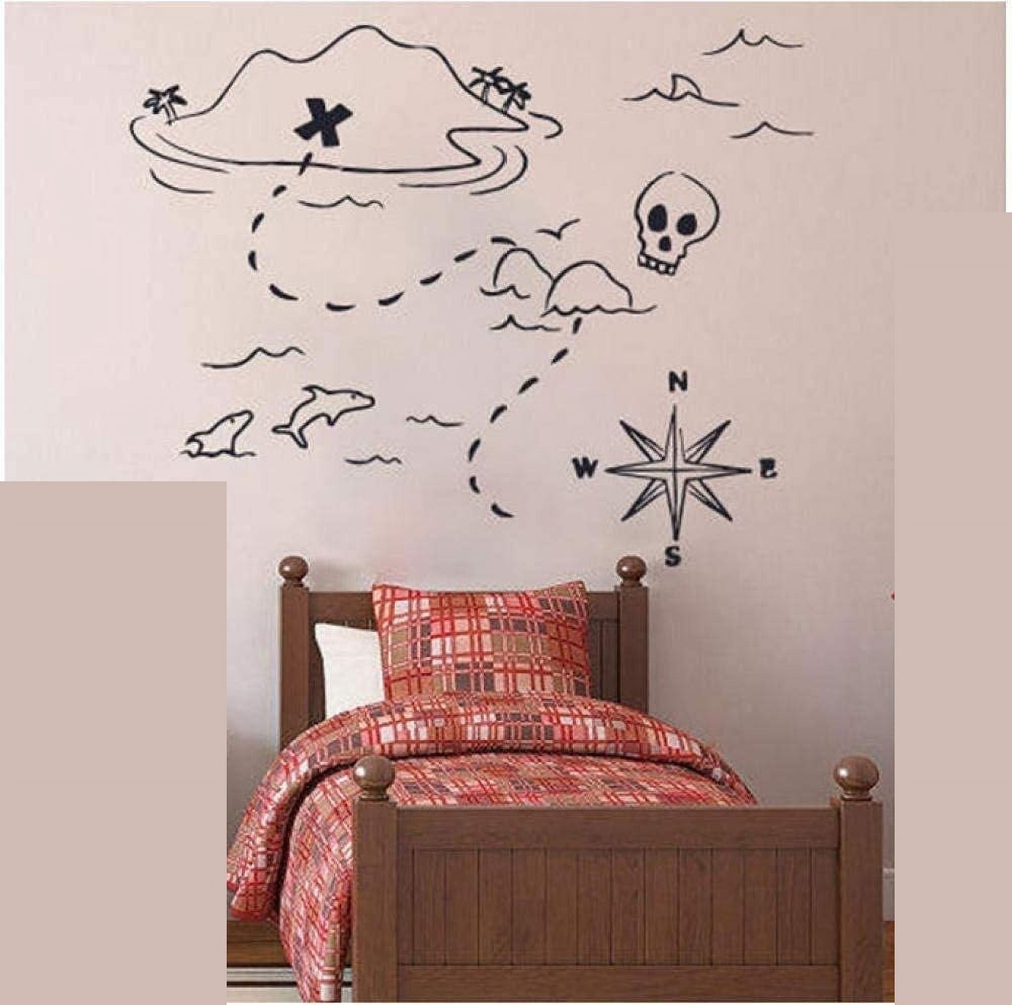 Pirate Ship and Treasure Map Decal Set Wall Decal for Kids Rooms Vinyl ...