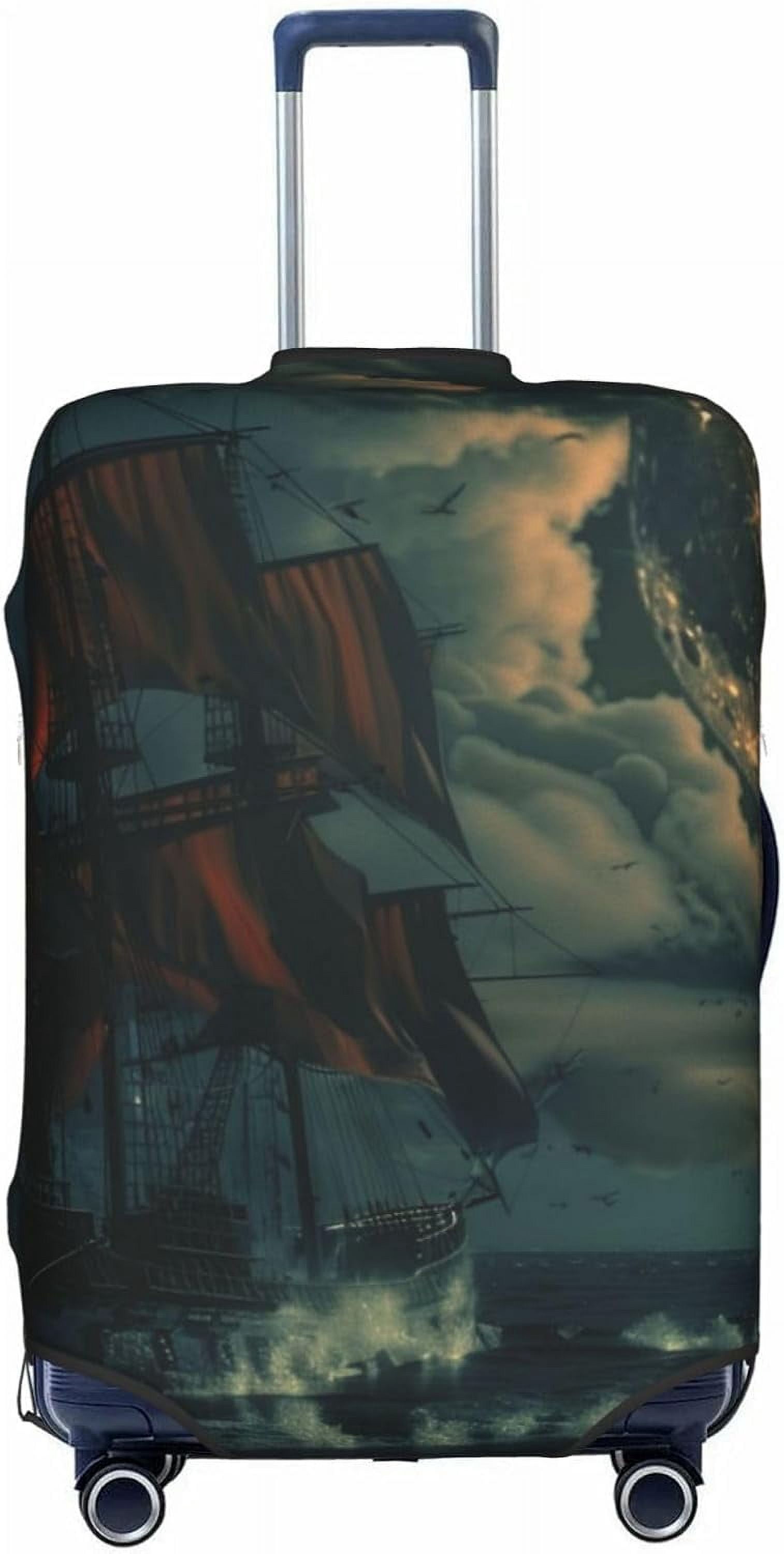 Pirate Ship in Ocean Suitcase Cover Travel Luggage Cover Suitcase ...