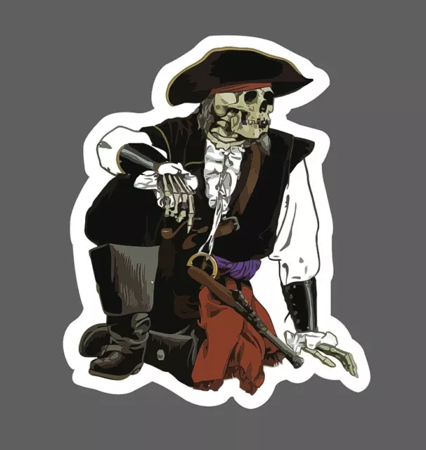 Pirate Skeleton Sticker Sitting Waterproof Sticker Phone Decal Water ...