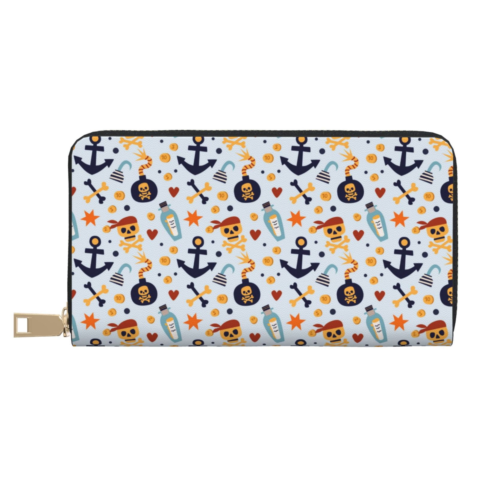 Pirate Skull And Anchor Wallet Women, Leather Bifold Multi Card Wallet ...