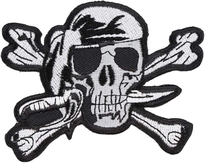 Pirate Skull Black & White Patch, Pirate Patches - Walmart.com