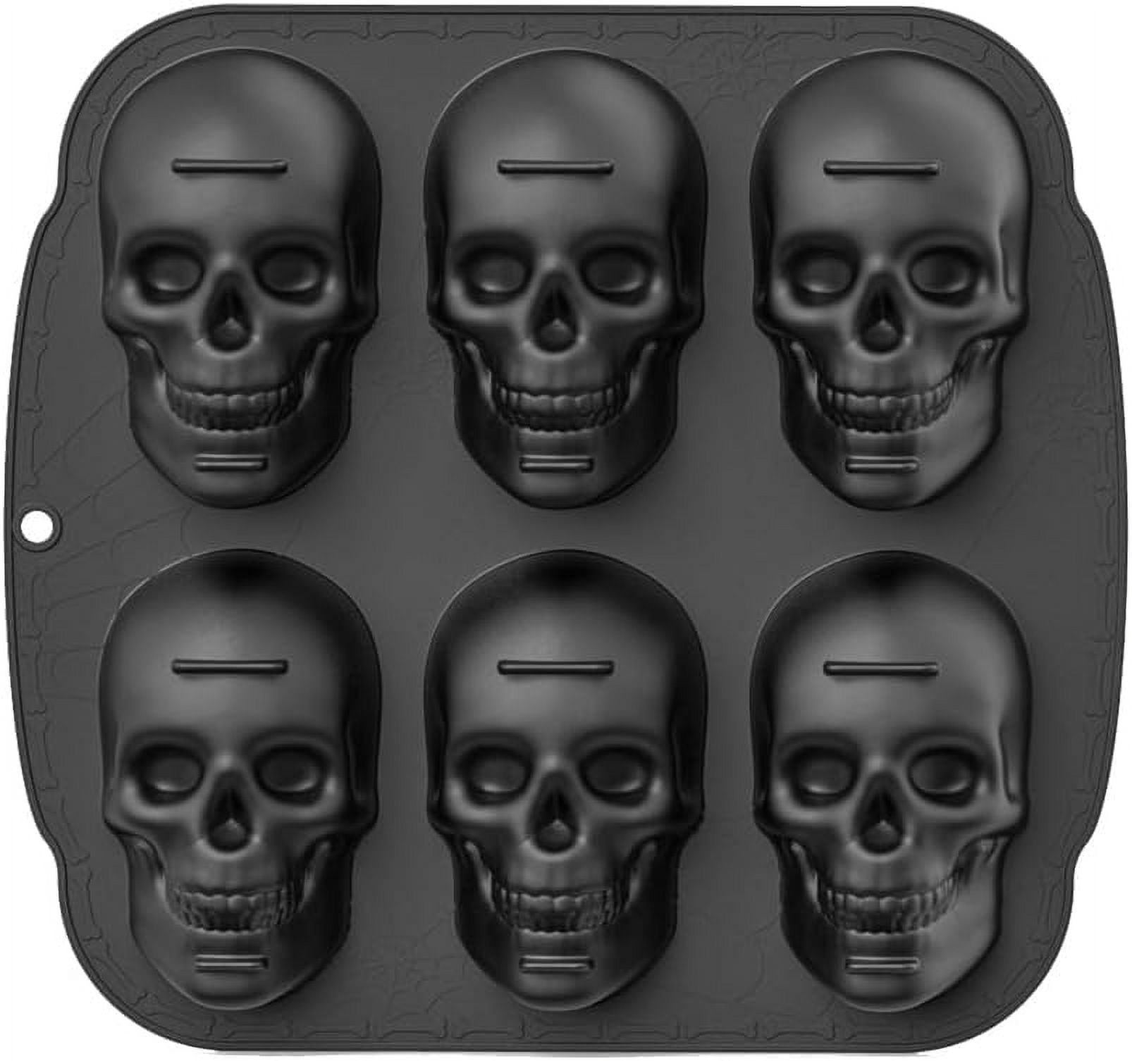 Pirate Skull Cake Pan Silicone Mold, 6 Cavity Halloween Baking Mold, 3D ...