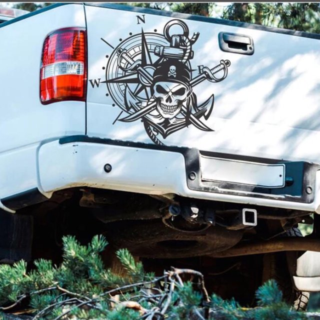 Pirate Skull Compass Anchor Car Truck Wall Sticker Decal for Jeep ...