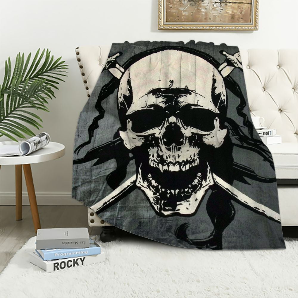 Pirate Skull Cross Swords Calico Cutlass Polar Blanket Throw - Walmart.com
