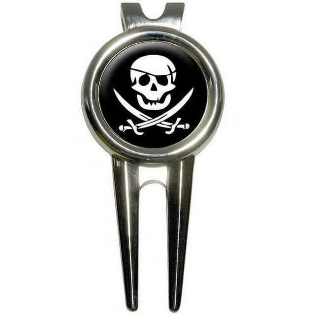 Pirate Skull Crossed Swords/Jolly Roger Golf Divot Repair Tool and Ball ...