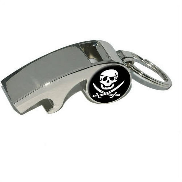 Pirate Skull Crossed Swords, Jolly Roger, Plated Metal Whistle Bottle ...