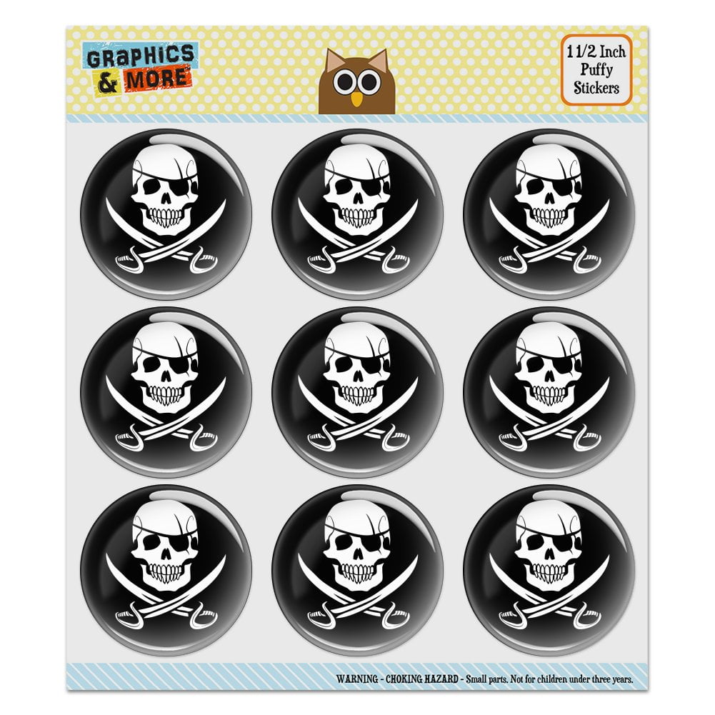 Pirate Skull Crossed Swords Jolly Roger Puffy Bubble Dome Scrapbooking ...