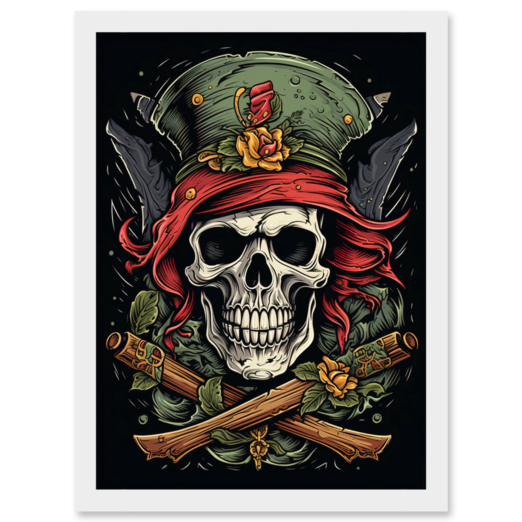 Pirate Skull Hat Old School USA Tattoo Ink Body Rockabilly Americana ...