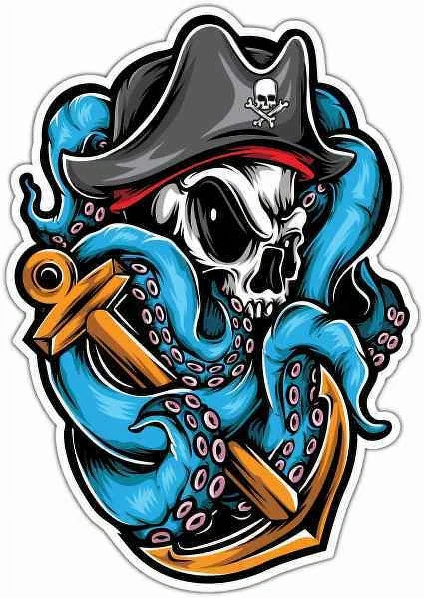 Pirate Skull Octopus Anchor Ocean Car Stickerphone Decal Water Bottle ...