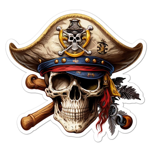 Pirate Skull Sticker Indoor Outdoor Phone Decal Water Bottle Stickers ...