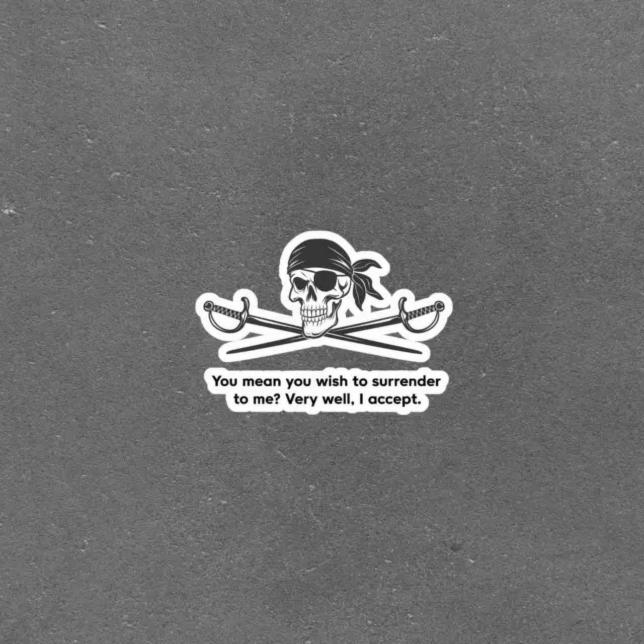 Pirate Skull Sticker - Surrender Quote Decalphone Decal Water Bottle ...