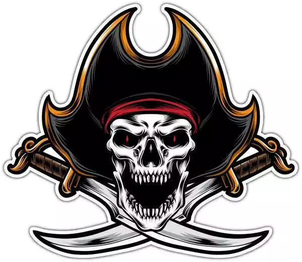 Pirate Skull Swords Buccaneer Sea Ocean Car Stickerphone Decal Water ...