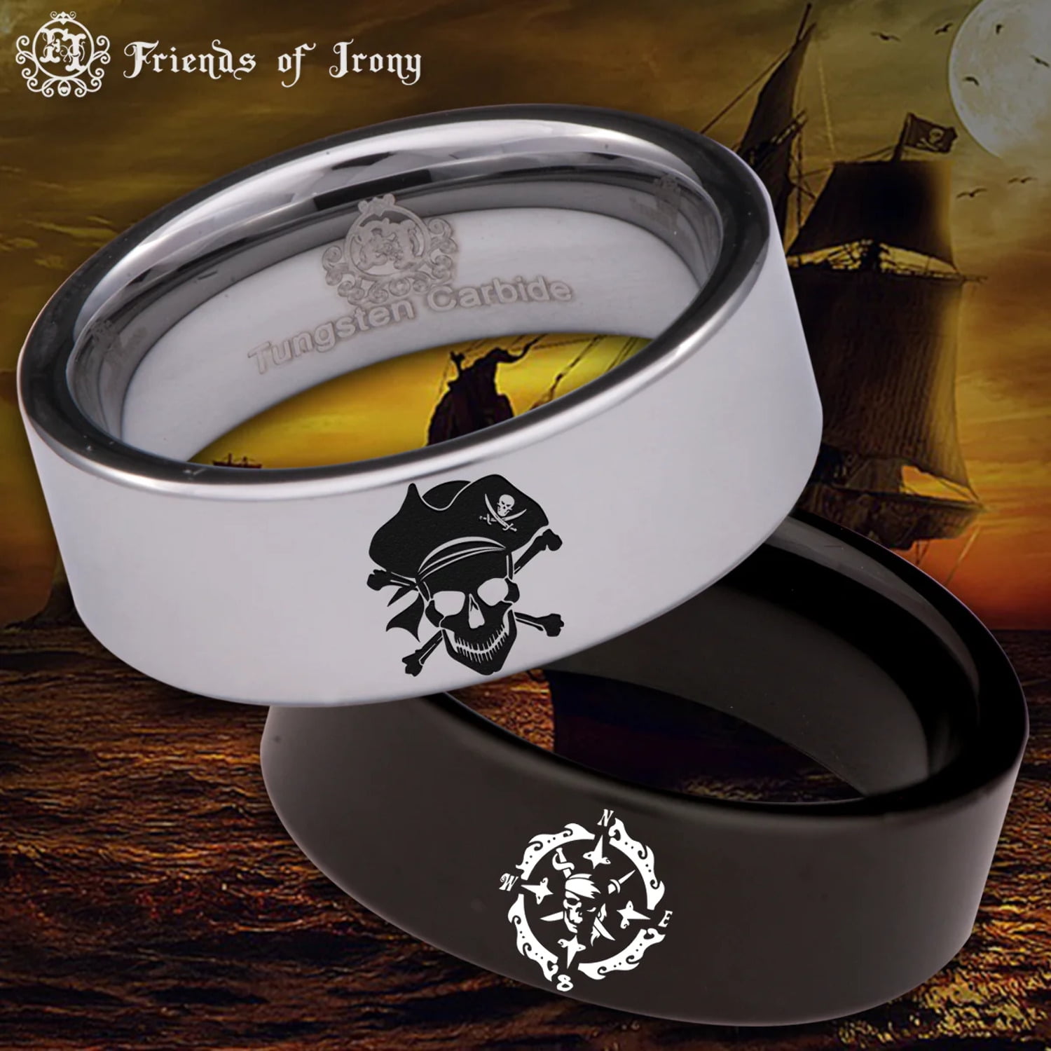 Pirate Skull Tungsten Carbide Ring - Walmart.com
