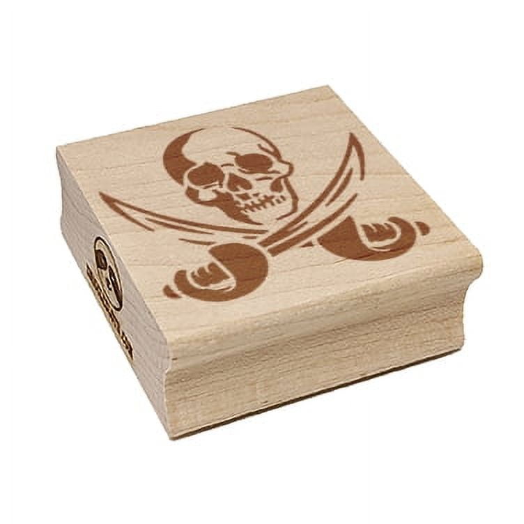 Pirate Skull and Swords Jolly Roger Square Rubber Stamp Stamping ...