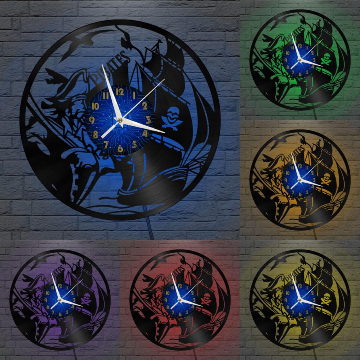 Pirate Theme 12 Inch Vinyl Record Wall Clock - Silent, Creative, and ...