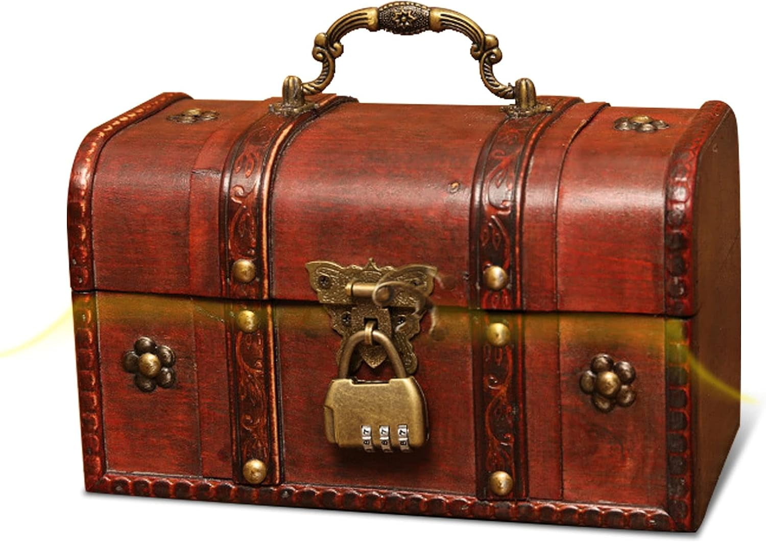 Pirate Treasure Chest with Iron Lock，Wood and Leather Treasure Chest ...