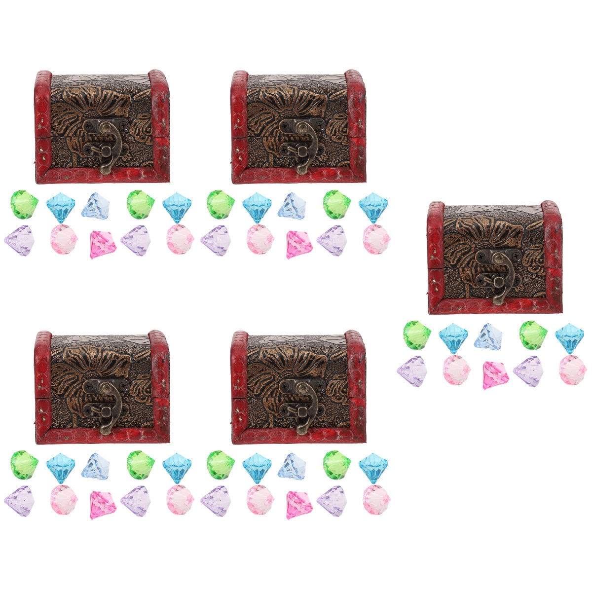 Pirate Treasure Chest Old Fashioned Toys Kid Girls Case with Gemstones ...