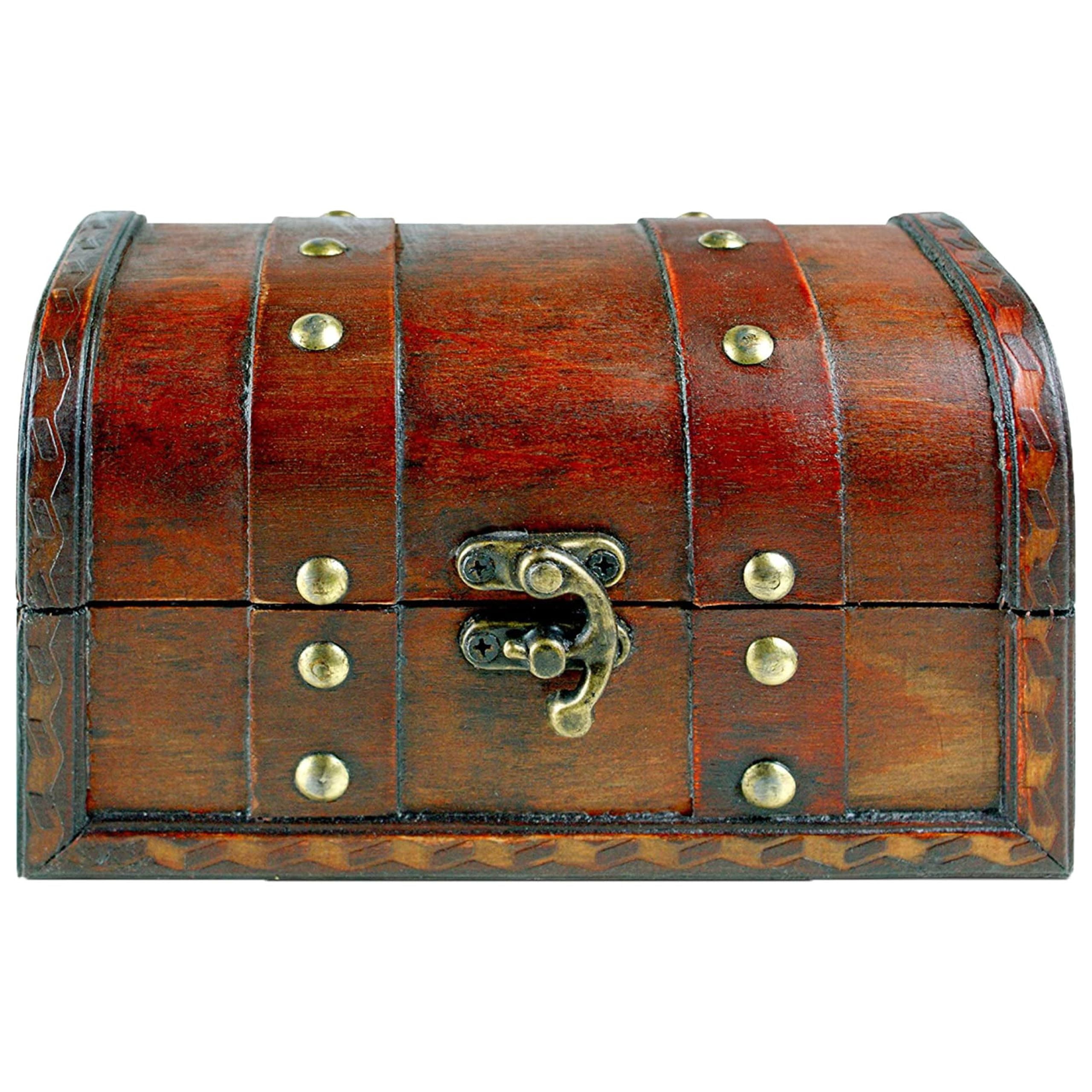 "Brynnberg Wooden Treasure Chest, Handmade Antique Design, Hinged Lid ...
