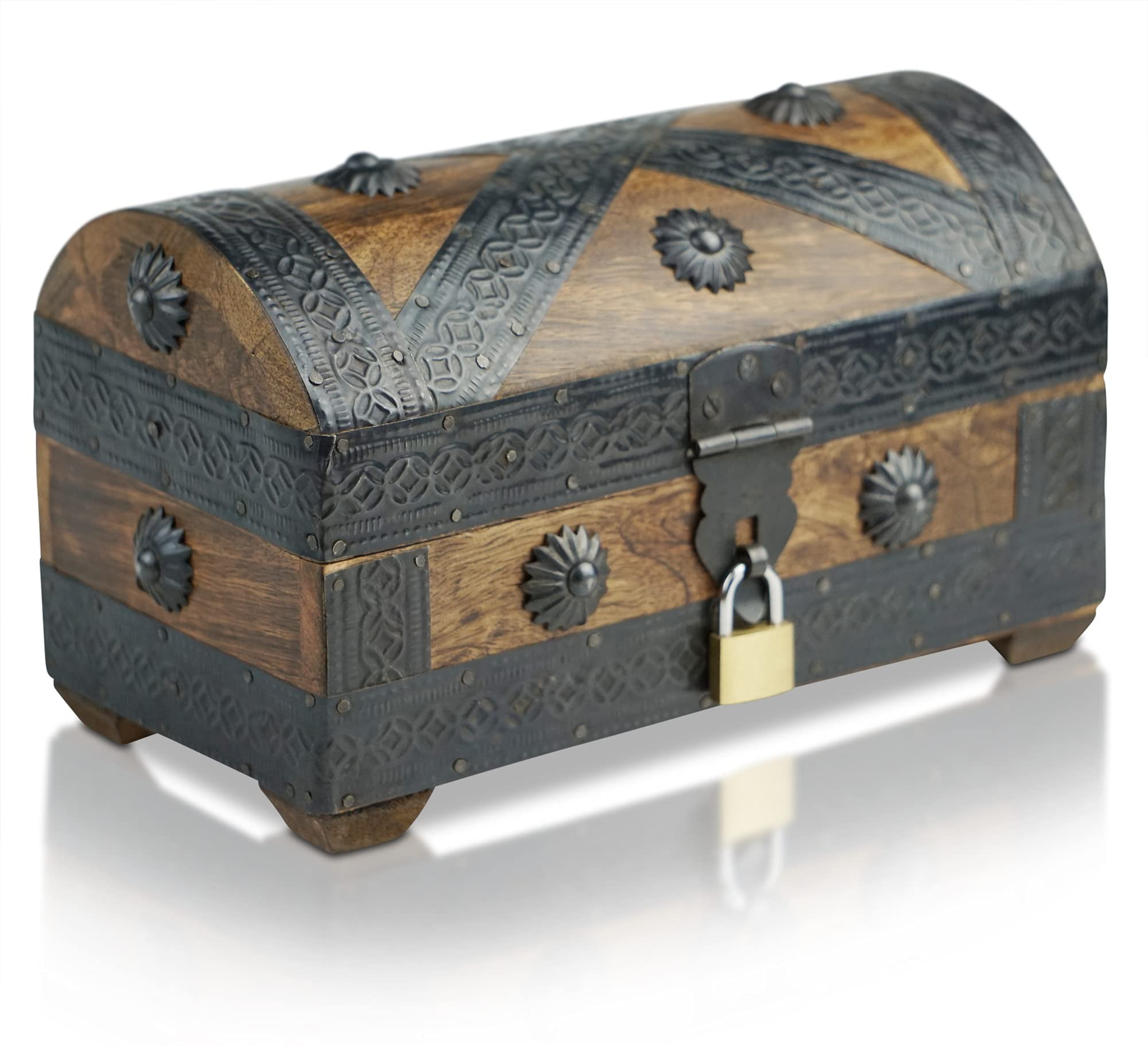 Brynnberg Wooden Pirate Treasure Chest Storage Box for Kids - Durable ...