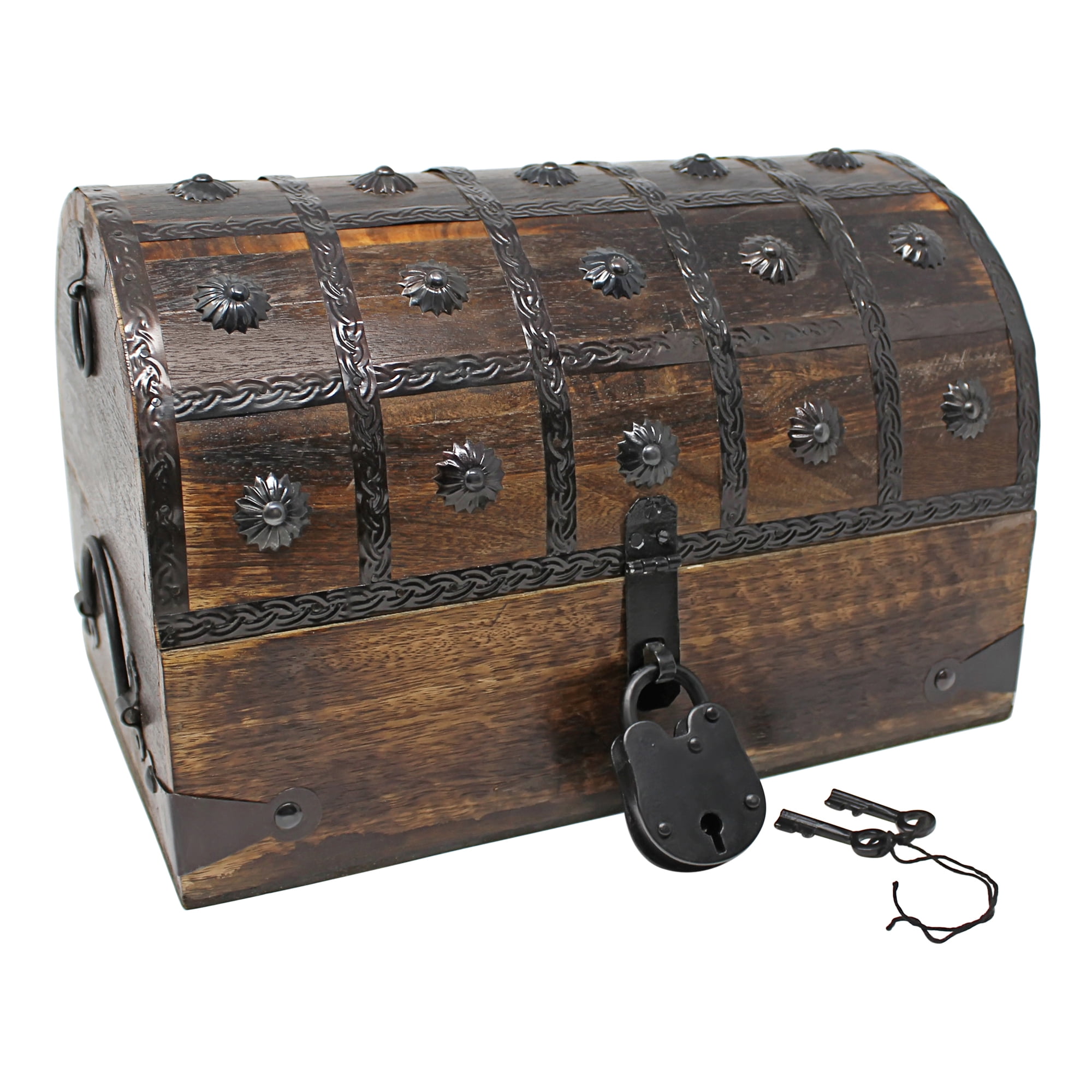 Nautical Cove Pirate Treasure Chest with Iron Lock and Skeleton Key ...