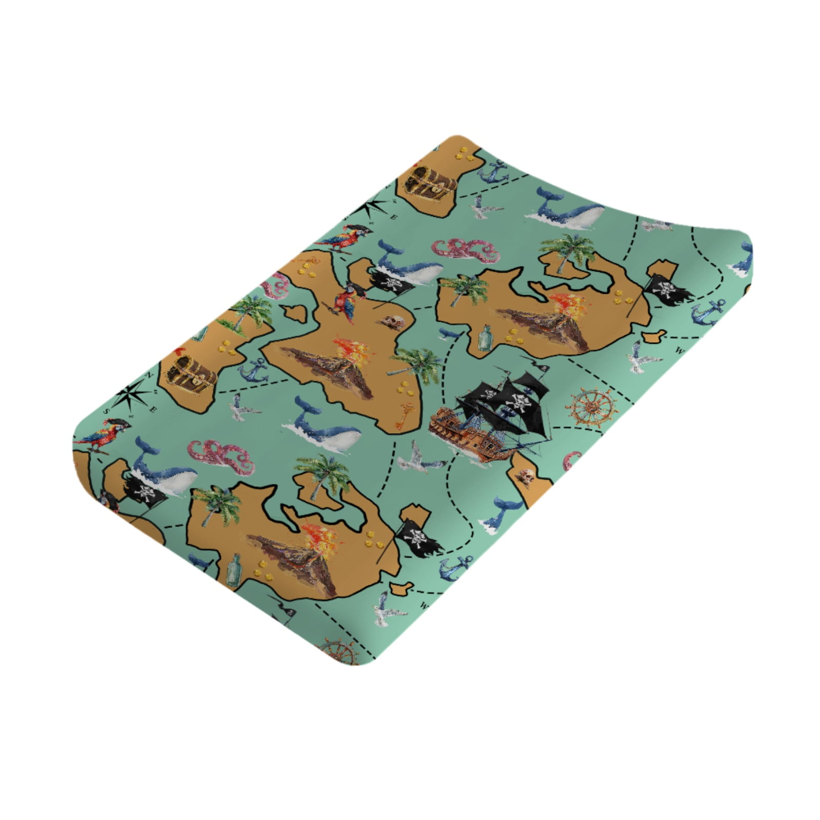 Pirate Treasure Map Baby Changing Pad Covers Nautical Ship Anchor Sea ...