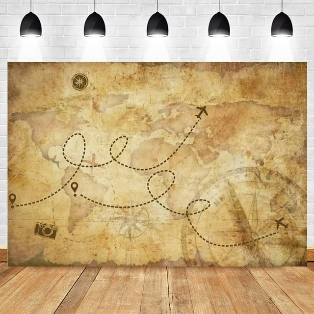 Pirate Treasure Map Backdrop Baby Boy Birthday Party Decor Vintage ...