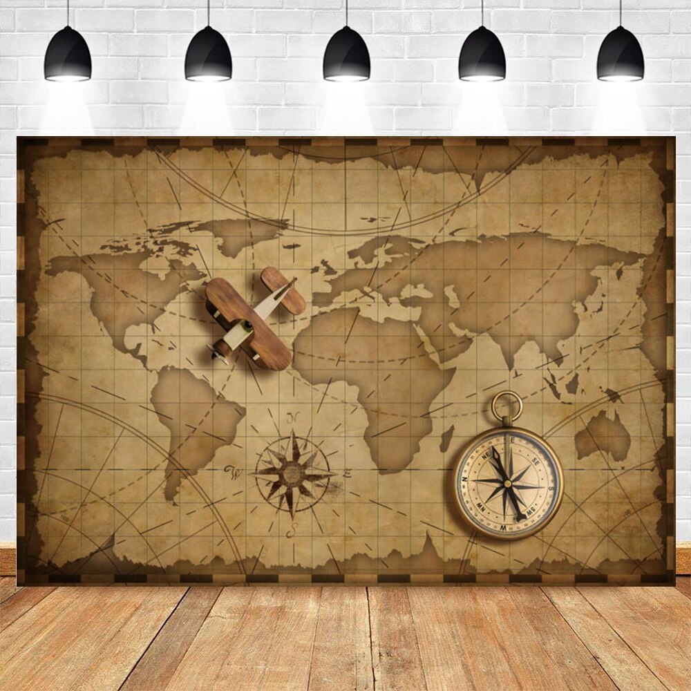 Pirate Treasure Map Backdrop Baby Boy Birthday Party Decor Vintage ...