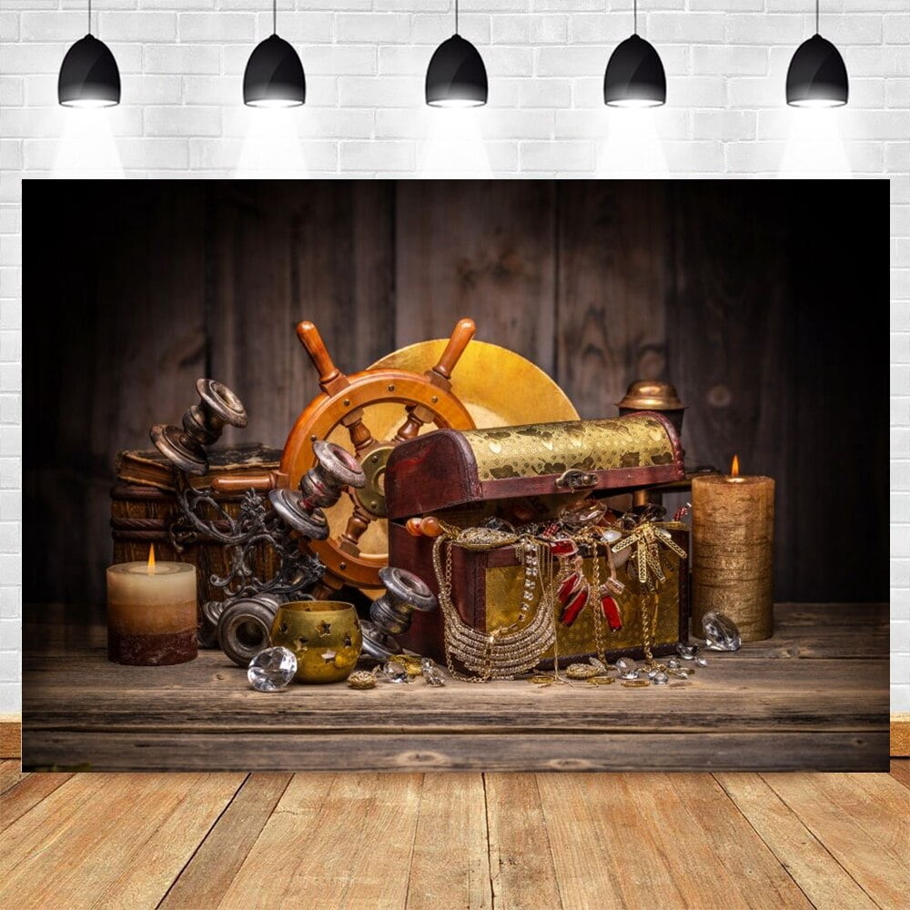 Pirate Treasure Map Backdrop Baby Boy Birthday Party Decor Vintage ...