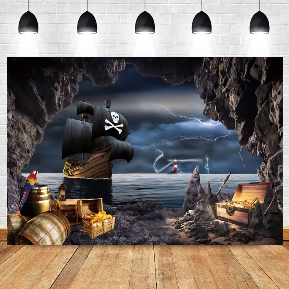 Pirate Treasure Map Backdrop Baby Boy Birthday Party Decor Vintage ...