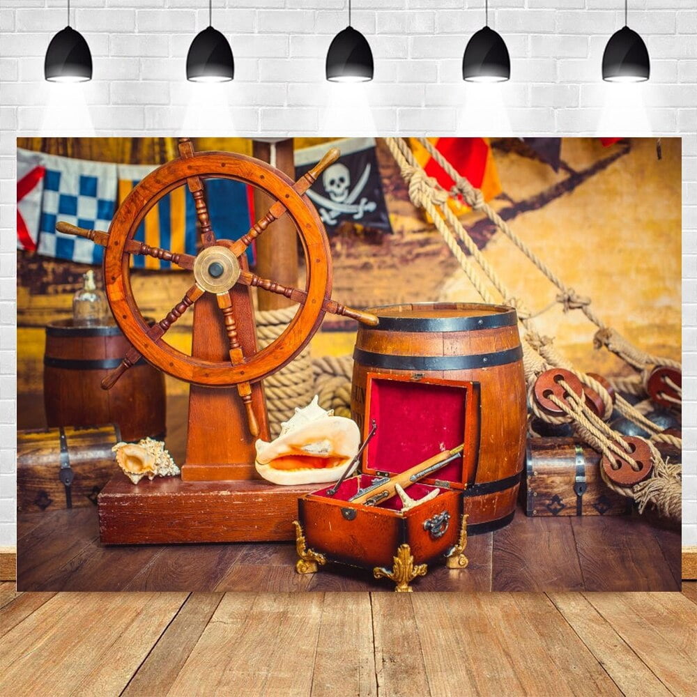Pirate Treasure Map Backdrop Baby Boy Birthday Party Decor Vintage ...