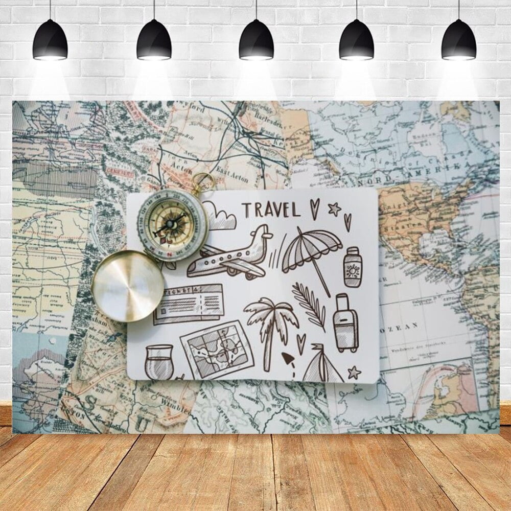 Pirate Treasure Map Backdrop Baby Boy Birthday Party Decor Vintage ...