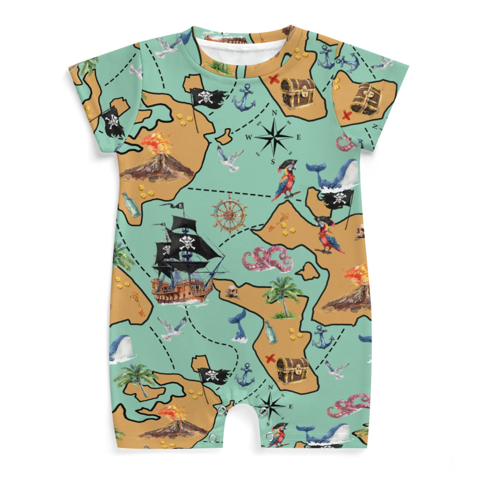 Pirate Treasure Map Bodysuit Baby Boy Girl Nautical Ship Anchor Sea ...