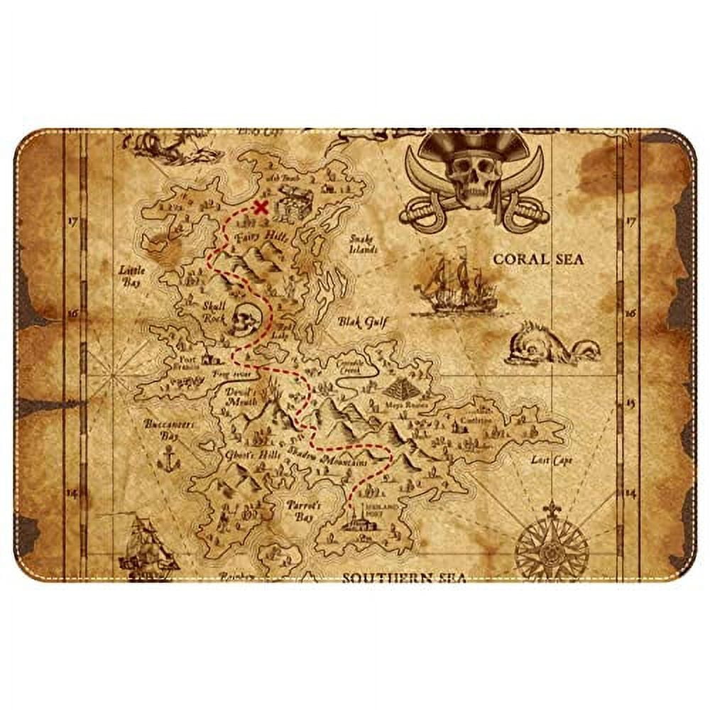Pirate Treasure Map, Indoor Door Mat Front Door Mats Entryway Rug Non ...