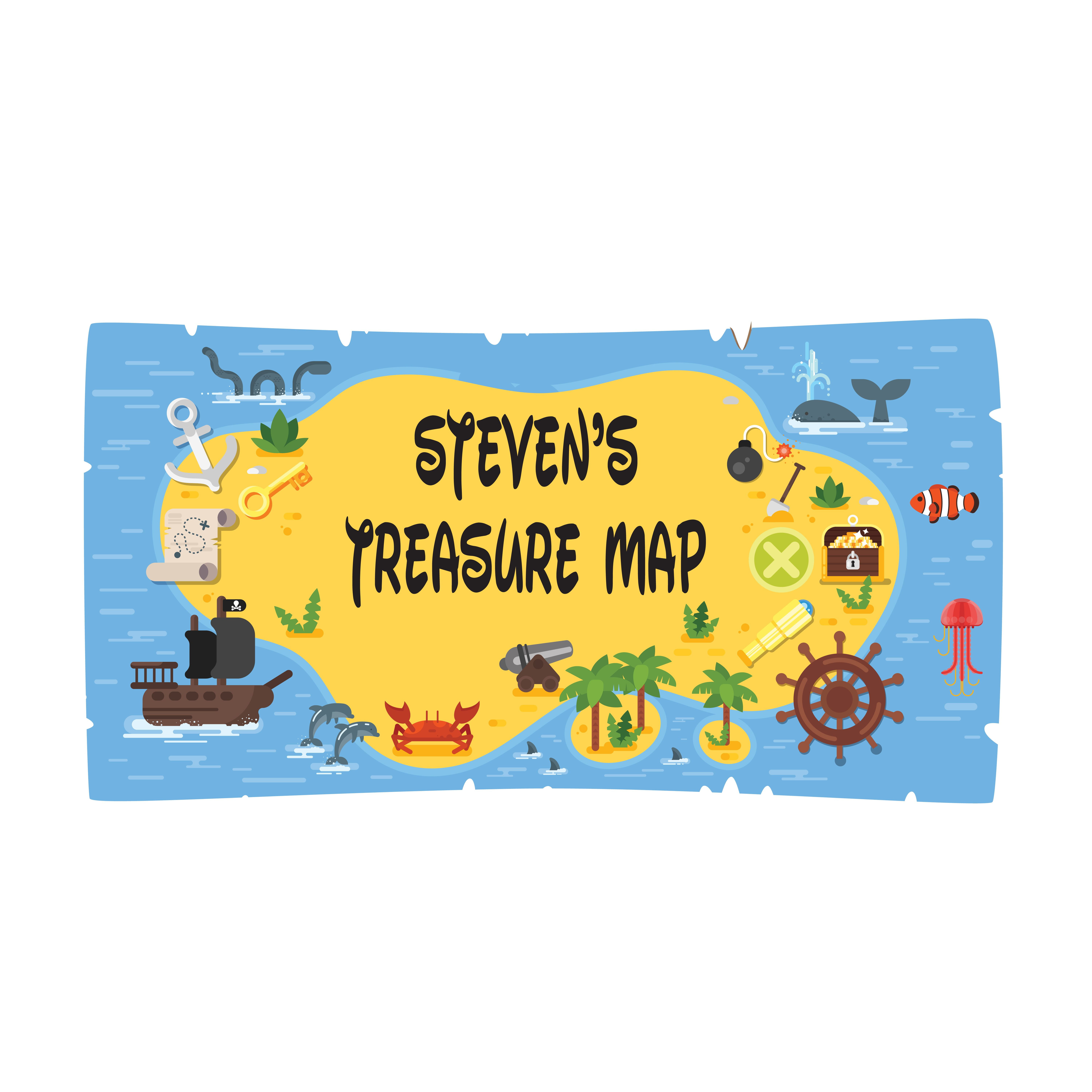 Pirate Treasure Map Personalized Name Wall Decal - Pirate Wall Decals ...