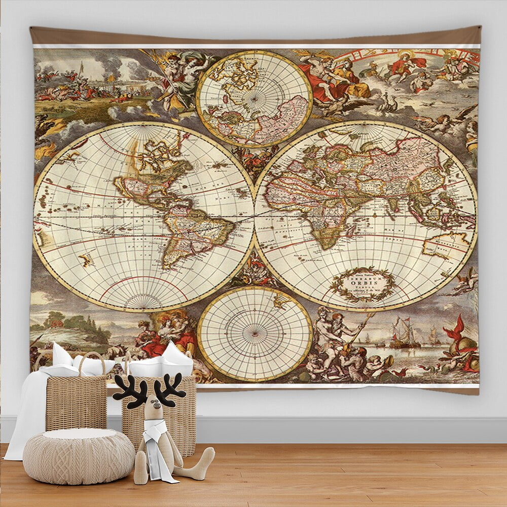 Pirate Treasure Map Tapestry Wall Hanging Bohemian Beach Mat Polyester ...