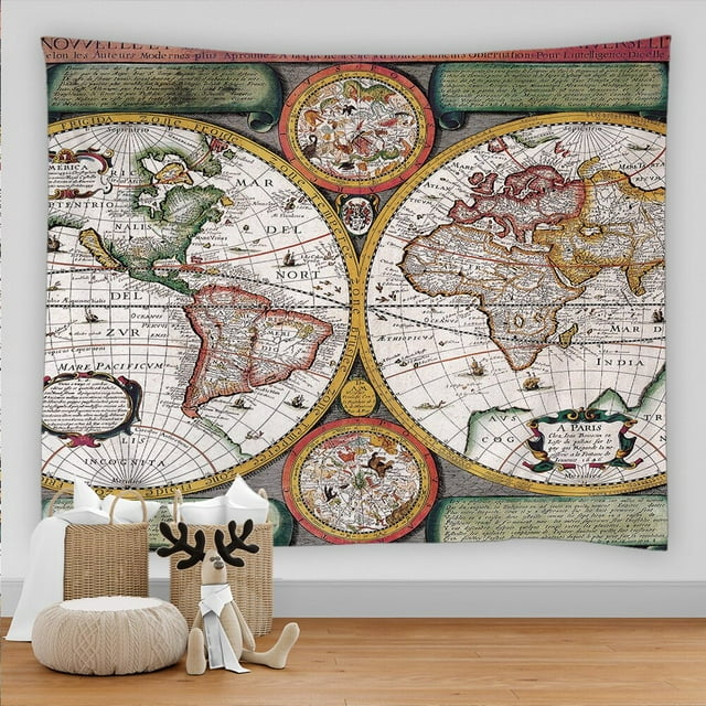 Pirate Treasure Map Tapestry Wall Hanging Bohemian Beach Mat Polyester ...